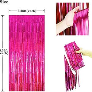 TIK Tok Birthday Decorations TIK TOK Party Photo Backdrop, TIK Tok Party Decorations Fuchsia Black Teal Foil Curtains for TIK Tok Party