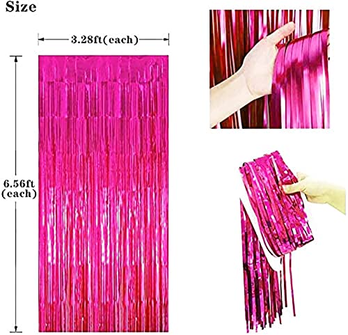 TIK Tok Birthday Decorations TIK TOK Party Photo Backdrop, TIK Tok Party Decorations Fuchsia Black Teal Foil Curtains for TIK Tok Party