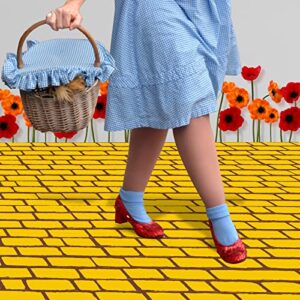 16 Pcs Yellow Brick Road Runner Yellow Brick Road Backdrop Emerald Castle Backdrop Floral Rainbow Photography Background Artificial Red Orange PU Poppy Anemones Princess Decor