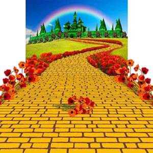 16 pcs yellow brick road runner yellow brick road backdrop emerald castle backdrop floral rainbow photography background artificial red orange pu poppy anemones princess decor