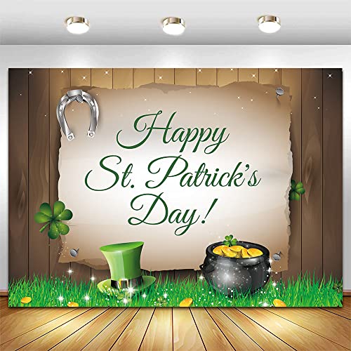 7x5ft Happy St.Patrick's Day Backdrop for Photography Irish Spring Lucky Green Shamrocks Gold Coins Photo Background for Saint Patrick's Day Party Decorations Banner Photo Booth