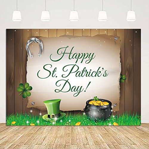 7x5ft Happy St.Patrick's Day Backdrop for Photography Irish Spring Lucky Green Shamrocks Gold Coins Photo Background for Saint Patrick's Day Party Decorations Banner Photo Booth