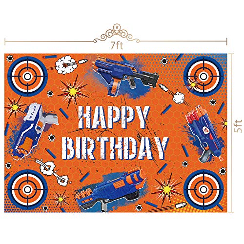 Maijoeyy 7x5ft Dart War Nerf Happy Birthday Backdrop Nerf Party Supplies Nerf Party Decorations Banner