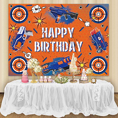 Maijoeyy 7x5ft Dart War Nerf Happy Birthday Backdrop Nerf Party Supplies Nerf Party Decorations Banner