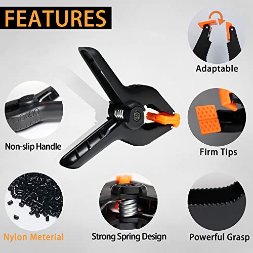 SAPITER Backdrop Clips Clamps - 8 Heavy Duty Spring Clamps, 6 Background Clips Holder for Photography Backdrop Support Stand, Photo Video Studio Shooting