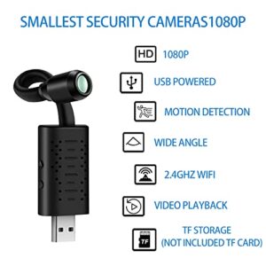 Mini USB WiFi Camera,Smallest USB Plug Camera,1080P HD Security Camera,Portable Nanny Cam,Micro Snake Inspection Camera with App Live Streaming,Motion Detection,Night Vision for Indoor/Home/Office