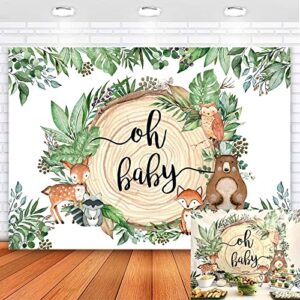 avezano woodland baby shower backdrop for boy geenery oh baby photography background jungle safari animals woodland baby shower party decorations photoshoot