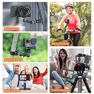 UURIG Super Clamp 360° Ballhead Magic Arm Double Ball Head Adapter Camera Clamp Mount with 1/4"-20 & 3/8"-16 Thread GoPro Clamp for Canon Nikon DSLR Camera/GoPro/Insta360/Monitor/Ronin-M/Freefly MOVI