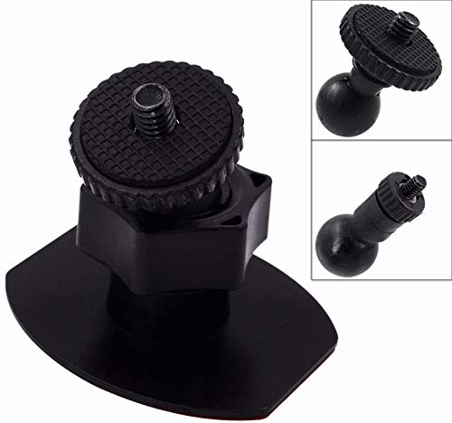 iSaddle CH01B 1/4" Thread Camera Mount Mini Double-Sided Adhesive in Dash Cam Mount Holder - Universal Tripod Permanent Holder Fits Sony/Ricoh/HP/GoPro/Oculus (M4 M6 Screw Join Ball Included)