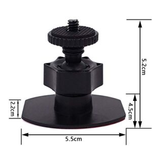 iSaddle CH01B 1/4" Thread Camera Mount Mini Double-Sided Adhesive in Dash Cam Mount Holder - Universal Tripod Permanent Holder Fits Sony/Ricoh/HP/GoPro/Oculus (M4 M6 Screw Join Ball Included)