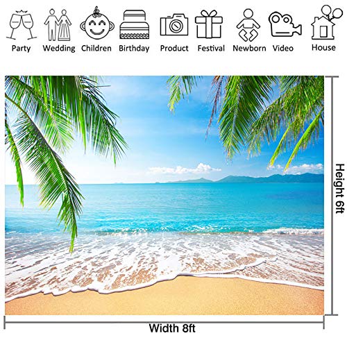 Allenjoy 8x6ft Tropical Summer Photo Booth Backdrop Beach Party Decorations for Summer Wedding Birthday Holiday Table Banner Wall Decor Tapestry