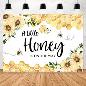 aperturee 7x5ft honey baby shower backdrop a little is on the way sunflower sweet honeybee photography background gender reveal party decoration photo booth studio props cake table banner, multicolor