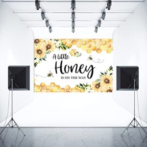 Aperturee 7x5ft Honey Baby Shower Backdrop a Little is on The Way Sunflower Sweet Honeybee Photography Background Gender Reveal Party Decoration Photo Booth Studio Props Cake Table Banner, multicolor