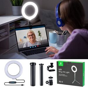 webcam ring light for laptop, 6 inch zoom lighting,video conference lighting, macbook ipad light for teleworking/zoom calls/self broadcasting/live streaming/youtube video/tiktok