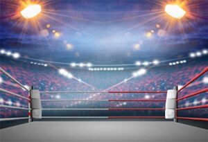 aofoto 6x4ft wrestling arena backdrop floodlight blur spectator seats sports boxing ring ropes background man boys portrait photo shoot child kid father’s birthday decoration photo studio props