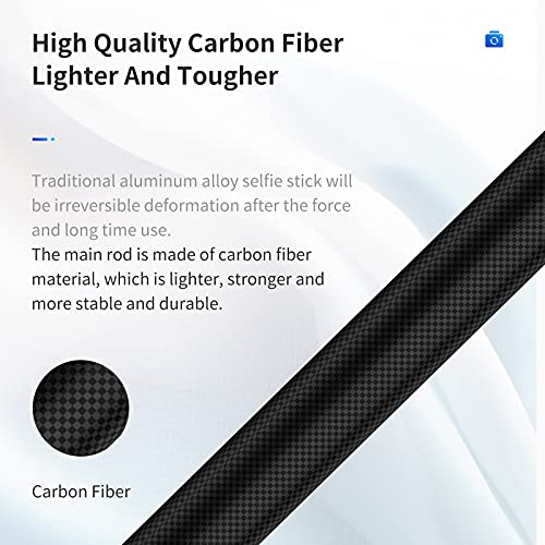 Selfie Stick for GoPro Insta360, Carbon Fiber Selfie Pole for Go Pro Max Hero 11 10 9 8 7 6 5 Insta 360 One RS X2 Go 2 DJI Action 2 AKASO Monopod Lightweight Waterproof Extension (116cm/45 inch)