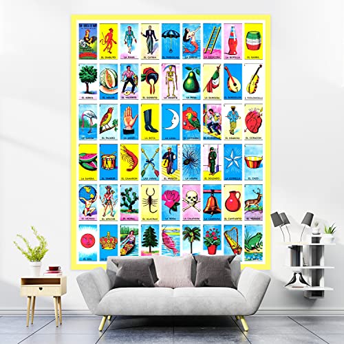 Mexican Party Theme Loteria Backdrop 5 x 7 ft Lottery Card Photography Picture Mexican Bingo Photos Adult Children's Party Supplies Decorations