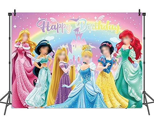 Princess Birthday Backdrop Princess Theme Photography Background Girls Party Supplies Princess Baby Shower Decorations Cake Table Banner Kids Photo Booth Props 6x4FT