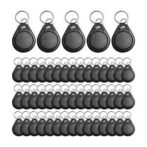 jojocy 50 pcs id 125khz rfid writable rewritable t5577 key fob tag for rfid writer (black)