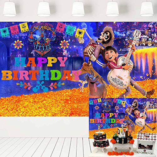 Eric Backdrop Coco Backdrop Mexico Fiesta Kids Birthday Party Photography Backdrops 5x3ft Halloween Party Decoration Photo Background Baby Shower Banner Studio Props LF-344