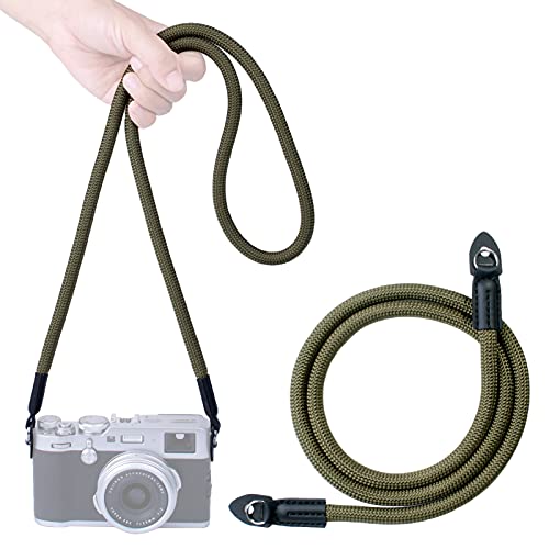 VKO Camera Strap Rope Compatible with Sony Canon Nikon Fuji DSLR SLR Mirrorless Camera Rope Strap 100cm Green