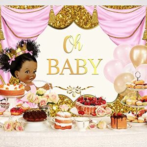 Ticuenicoa Oh Baby Backdrop for Girl Royal Princess Pink and Gold Baby Shower Backdrops for Photography Fresh Princess Babyshower Background It's A Girl Banner 1st Birthday Party Supplies 5x3ft