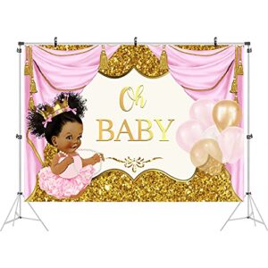 Ticuenicoa Oh Baby Backdrop for Girl Royal Princess Pink and Gold Baby Shower Backdrops for Photography Fresh Princess Babyshower Background It's A Girl Banner 1st Birthday Party Supplies 5x3ft