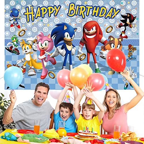 60x40 Inches Birthday Backdrop for Party, Soni Birthday Decoration with Good Wrinkle Resistance, Birthday Party Supplies as Photography Background, Happy Birthday Banner 5X3 ft for Kids, Boys, Girls