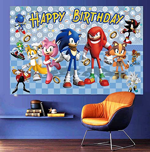 60x40 Inches Birthday Backdrop for Party, Soni Birthday Decoration with Good Wrinkle Resistance, Birthday Party Supplies as Photography Background, Happy Birthday Banner 5X3 ft for Kids, Boys, Girls