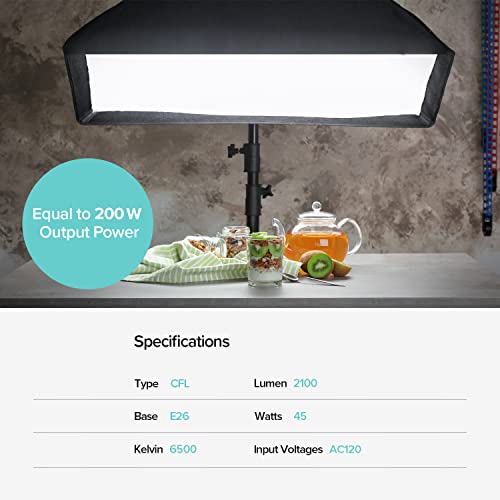 LimoStudio [1-Pack] 45 Watt, 6500K Fluorescent CFL Daylight Balanced Light Bulb for Photography Photo Video Studio Lighting, AGG1758