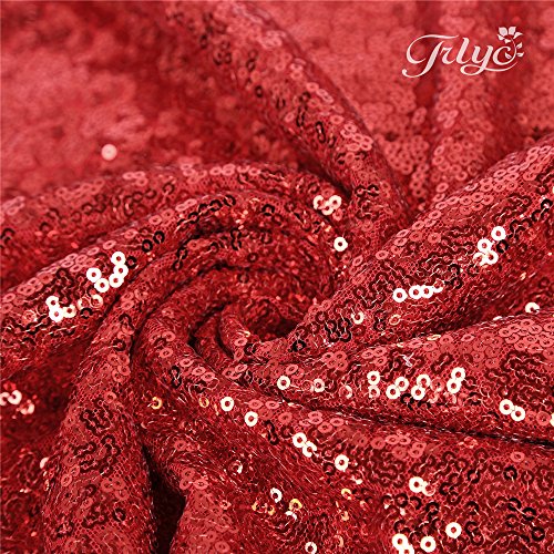 TRLYC 4Ft7Ft Photo Booth Backdrop Red Sparkly Wedding and Party Curtain