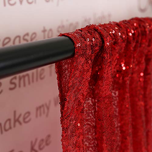 TRLYC 4Ft7Ft Photo Booth Backdrop Red Sparkly Wedding and Party Curtain