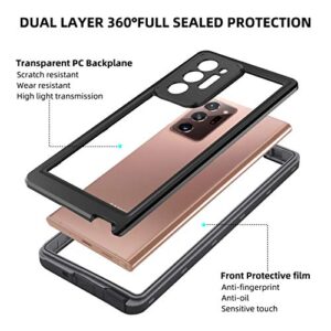 WIFORT Samsung Galaxy Note 20 Ultra Waterproof Case Built-in Screen Protector Water Resistant Cover Protective Drop Protection Hard, Shockproof Full Body Case for Samsung Note 20 Ultra 5G, Black