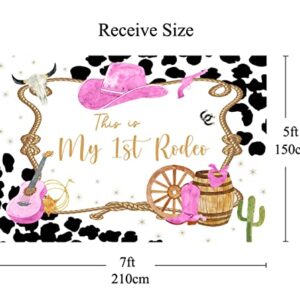 West Cowgirl Theme Birthday Party Backdrop for Girls My Wild West First Rodeo Party Photography Background Girl 1st Happy Birthday Cake Table Banner Decorations 7x5ft