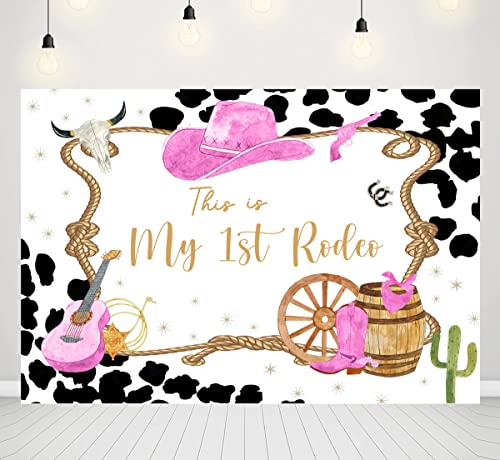 West Cowgirl Theme Birthday Party Backdrop for Girls My Wild West First Rodeo Party Photography Background Girl 1st Happy Birthday Cake Table Banner Decorations 7x5ft