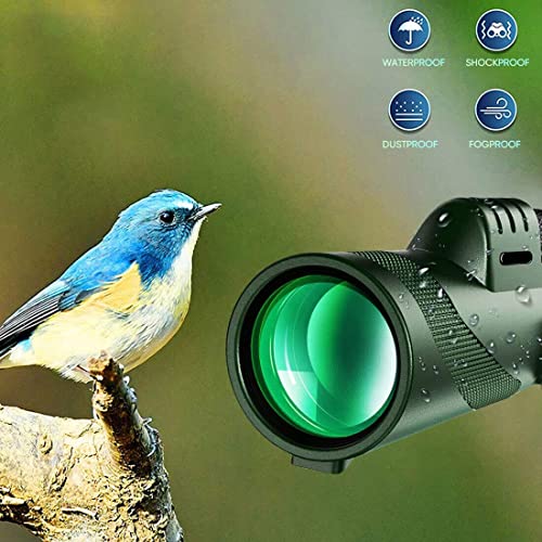 Powerful 80X100 HD Monocular Telescope, 12X Magnification Long Range Zoom with Tripod Phone Clip for Outdoor Hunting Camping Tourism