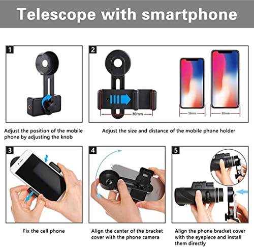 Powerful 80X100 HD Monocular Telescope, 12X Magnification Long Range Zoom with Tripod Phone Clip for Outdoor Hunting Camping Tourism