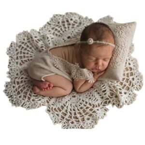 baby photography props wrap mat newborn boy girl photo shoot pillow with lace wrap mat photography shoot (white)