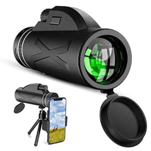 80x100 monocular telescope – with smartphone stand & tripod, high power monocular hd bifocal scope portable waterproof & anti-fog, bak4 prism for animal bird watching hunting camping tourist scenery