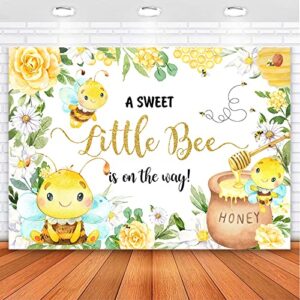 Avezano A Sweet Little Bee is on The Way Backdrop Honeycomb Bee Baby Shower Background Yellow Flower Sweet as Can Bee Baby Shower Party Decorations for Girls Photoshoot Props (7x5)