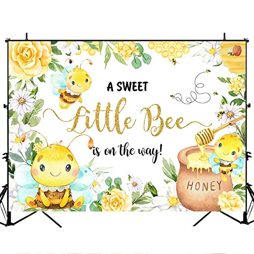 Avezano A Sweet Little Bee is on The Way Backdrop Honeycomb Bee Baby Shower Background Yellow Flower Sweet as Can Bee Baby Shower Party Decorations for Girls Photoshoot Props (7x5)