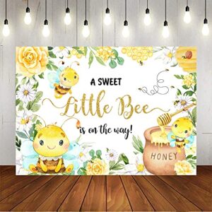 Avezano A Sweet Little Bee is on The Way Backdrop Honeycomb Bee Baby Shower Background Yellow Flower Sweet as Can Bee Baby Shower Party Decorations for Girls Photoshoot Props (7x5)