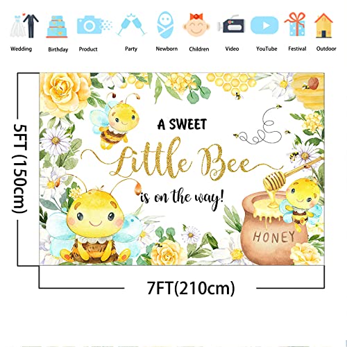 Avezano A Sweet Little Bee is on The Way Backdrop Honeycomb Bee Baby Shower Background Yellow Flower Sweet as Can Bee Baby Shower Party Decorations for Girls Photoshoot Props (7x5)