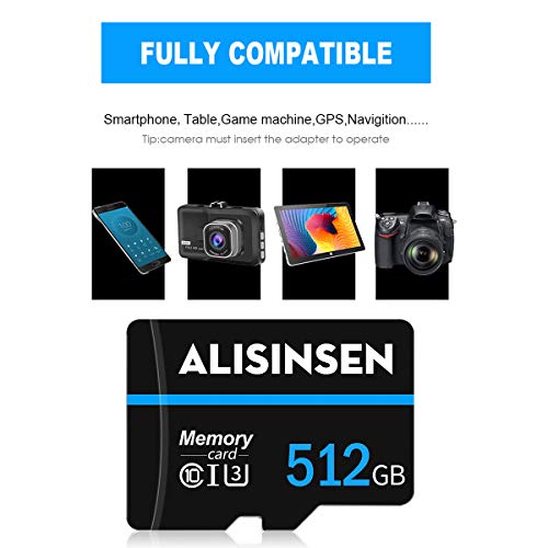 TF Card 512GB Micro SD Card 512GB Memory Card with a SD Card Adapter Class 10 512GB Micro Memory SD Card High Speed Compatible with Computer Camera and Smartphone