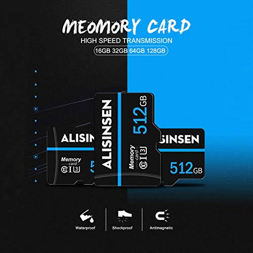 TF Card 512GB Micro SD Card 512GB Memory Card with a SD Card Adapter Class 10 512GB Micro Memory SD Card High Speed Compatible with Computer Camera and Smartphone