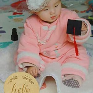 Baby Milestone Cards | 13 Double Sided Wooden Monthly Milestone Discs with Easel Stand | Baby Milestone Markers | Newborn Photography Props | Pregnancy and Baby Shower Gifts for Boys & Girls