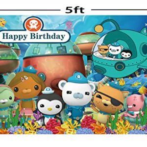 Octonauts Backdrop Birthday Party Decorations Photo Background, 8 Pcs Cosplay Masks, Party Supplies for Kids