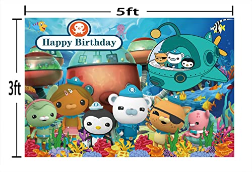 Octonauts Backdrop Birthday Party Decorations Photo Background, 8 Pcs Cosplay Masks, Party Supplies for Kids