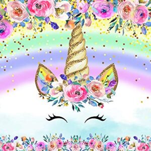 HUAYI 7x5ft Unicorn Party Wall Decorations Rainbow Baby Shower Flowers Birthday Dessert Table Banner Photo Booth phonecall Photography Backdrop Background for Photo Studio w-1769