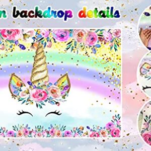 HUAYI 7x5ft Unicorn Party Wall Decorations Rainbow Baby Shower Flowers Birthday Dessert Table Banner Photo Booth phonecall Photography Backdrop Background for Photo Studio w-1769